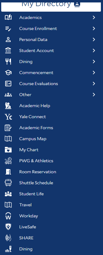 Yale Hub—Quick Glance at what Students See | University Registrar's Office
